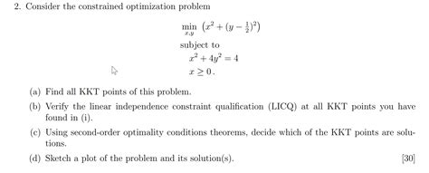 Solved 2 Consider The Constrained Optimization Problem Min