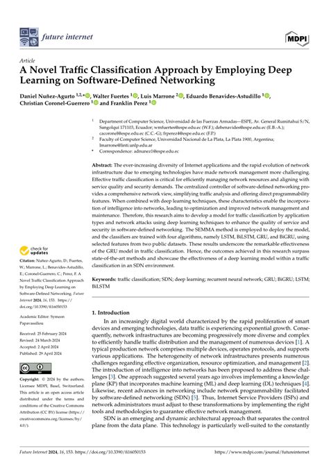 Pdf A Novel Traffic Classification Approach By Employing Deep Learning On Software Defined