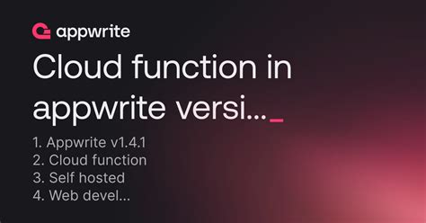 Cloud Function In Appwrite Version 1 4 1 Threads Appwrite