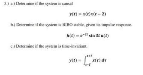 Solved 5 A Determine If The System Is Causal