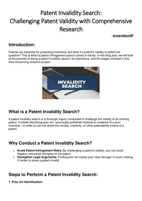 Ppt Patent Invalidity Searchchallenging Patent Validity With Comprehensive Research