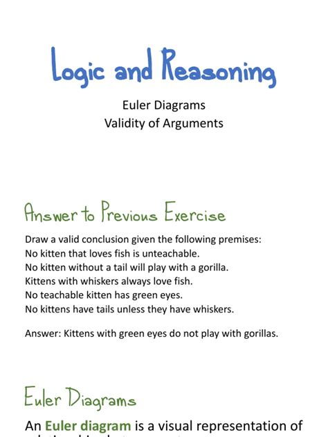 Logic And Reasoning Euler Diagrams And Validity Of Arguments Pdf