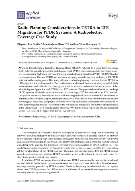 Pdf Radio Planning Considerations In Tetra To Lte Migration For Ppdr Systems A Radioelectric