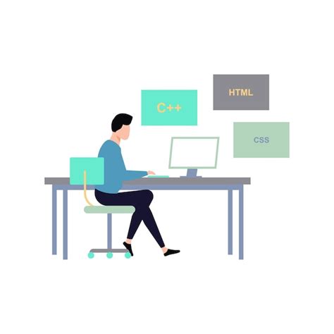 Premium Vector The Boy Is Coding