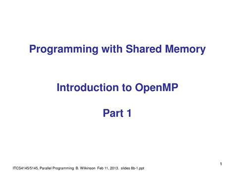 Introduction To Openmp Programming With Shared Memory Introduction To Openmp Part Studocu