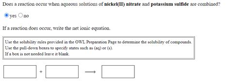 Solved Does A Reaction Occur When Aqueous Solutions Of