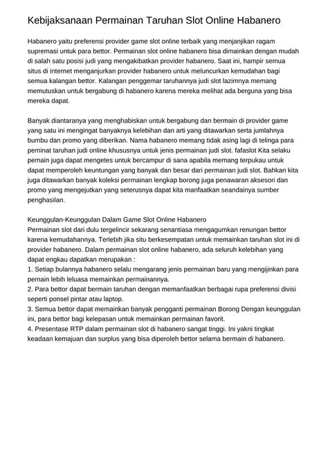 Kelebihan Permainan Taruhan Slot Online Habanerovfmndpdfpdf Docdroid