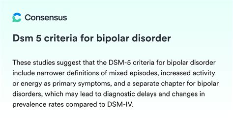 Dsm 5 Criteria For Bipolar Disorder Consensus Academic Search Engine