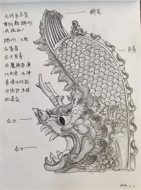 中国古建之美 鸱吻 唐代以前称之为鸱尾，唐代之后就叫鸱吻，明代开始叫螭吻，但我们现在基本统称为吻兽，处于正脊两端，是五脊六兽中六兽之一，存在感很强，古代宫殿，一眼就看到了它。 日式寺庙的