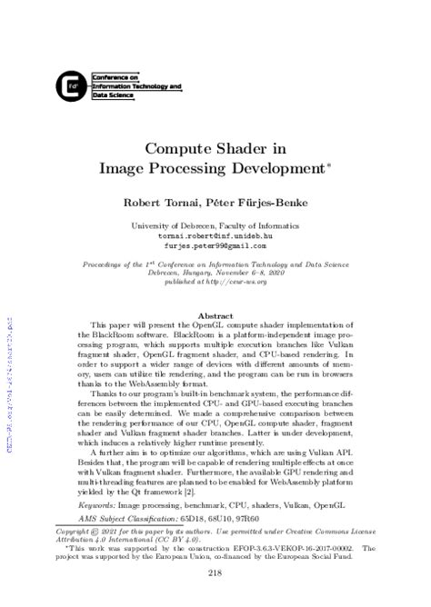 Pdf Compute Shader In Image Processing Development∗