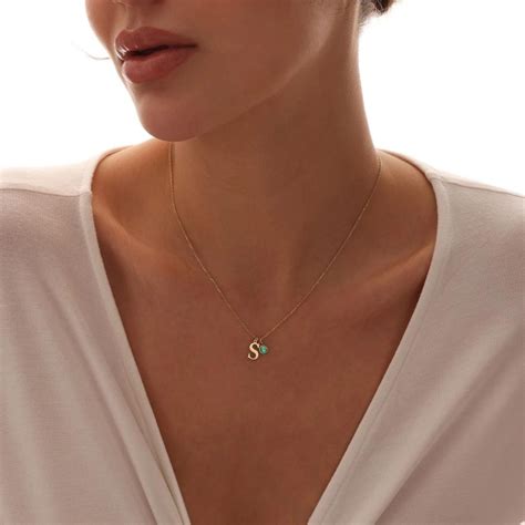 Personalized Initial Birthstone Necklace Zumra Jewels