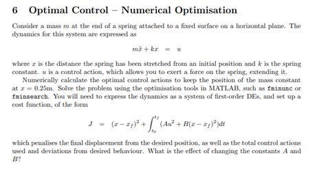solved 6 optimal control numerical optimisation consider a