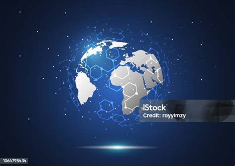 글로벌 네트워크 연결입니다 세계 지도 포인트와 라인 구성의 개념은 글로벌 비즈니스 벡터 일러스트 레이 션 3차원 형태에 대한 스톡 벡터 아트 및 기타 이미지 Istock