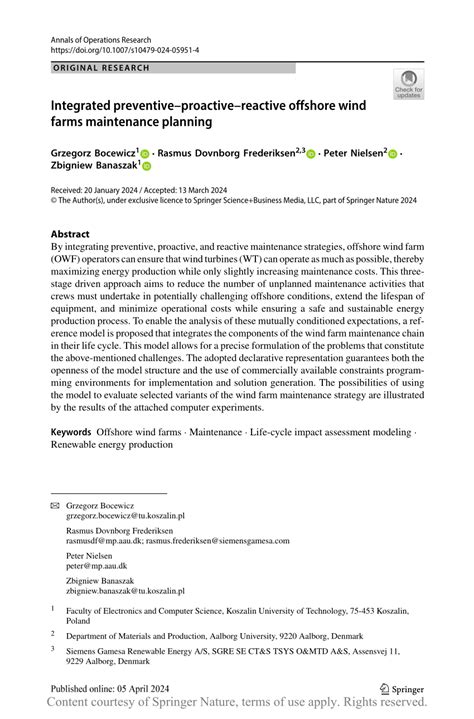 Integrated Preventive Proactive Reactive Offshore Wind Farms Maintenance Planning Request Pdf
