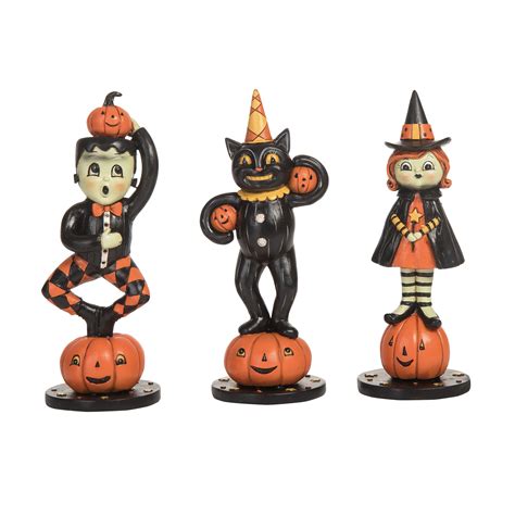 Johanna Parker Halloween Figurines Witch Black Cat Frankenstien