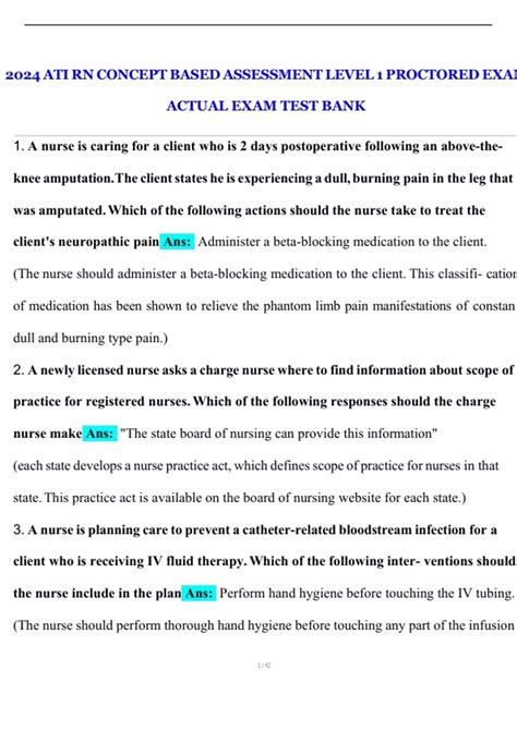 Ati Rn Concept Based Assessment Level 1 Proctored Exam Actual Exam Test Bank 2025 2026 Ati
