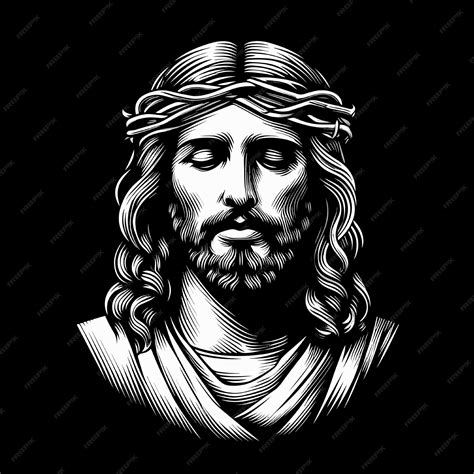 Black And White Image Of Jesus Premium Ai Generated Vector