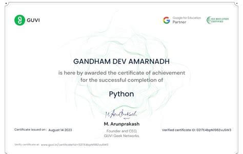 Gandham Dev Amarnadh On Linkedin Guvi Python