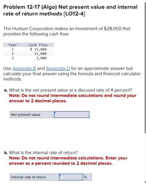 Problem 12 17 Algo ﻿net Present Value And