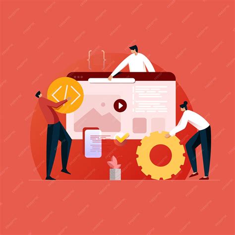 Premium Vector Team Of Web Developer Builds Social Media Landing Page Illustration Web Design