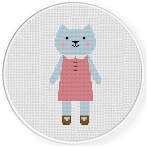 Kitty Girl Doll Cross Stitch Pattern Daily Cross Stitch