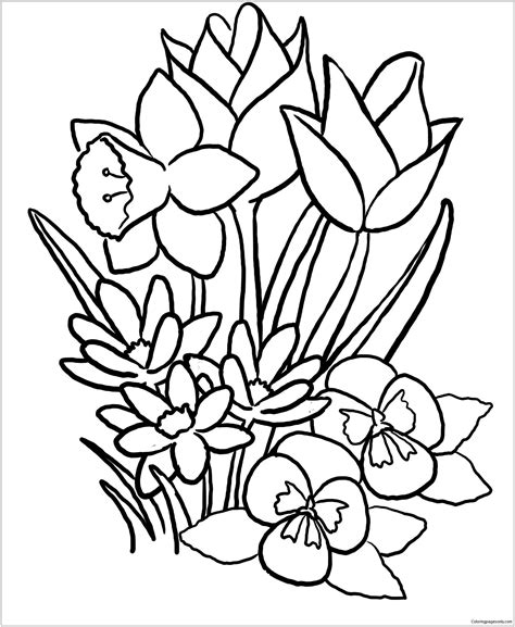 Spring Flower Coloring Pages For Adults