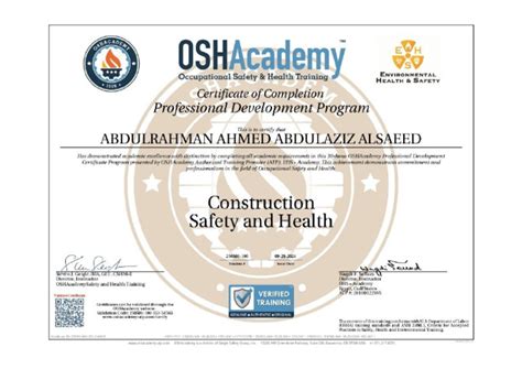 Osha Academy Course Certificate Pdf