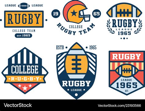 Rugby College Team Logo Design Set Vintage Sport Vector Image