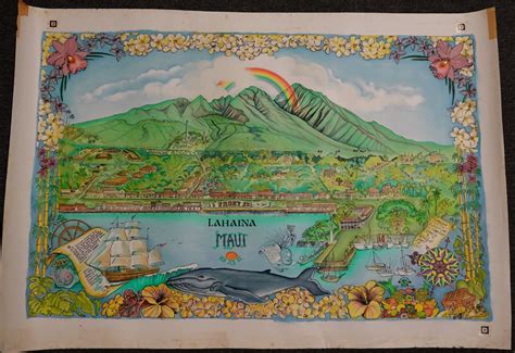 Lahaina Maui Artwork By Blaise Domino 1979 34 X 22 Image Size