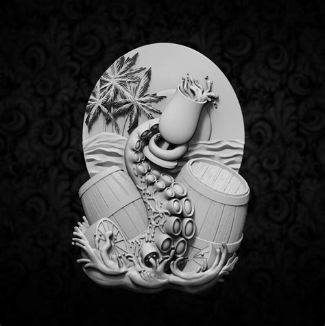 Octopus Island For Cnc 3d Stl Model Cnc Router Engraver Etsy