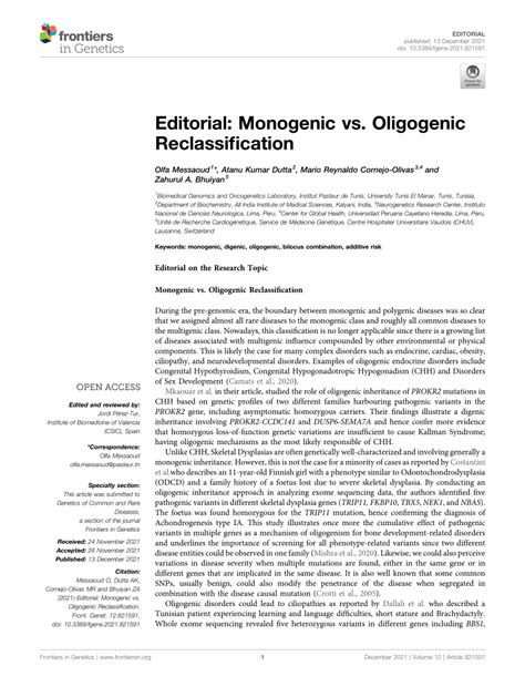 Pdf Editorial Monogenic Vs Oligogenic Reclassification