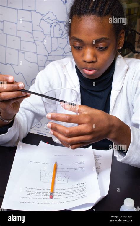 Education Elementary Or Middle Babe Grade 6 Science Class DNA Extraction Girl Working On