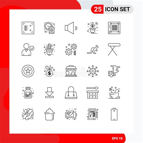 Set Of 25 Modern Ui Icons Symbols Signs For Web Grid Speaker Design Smart Stock Vector