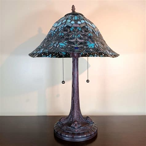 Lot 101b Blue Stained Glass Tiffany Style Lamp