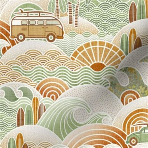 California Dreaming Sea Sun And Surf Fabric Spoonflower Mini