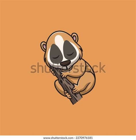 Cute Slow Loris Sleeping Cartoon Illustration Stock Vector Royalty