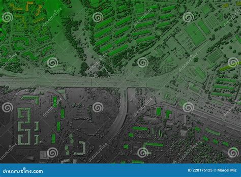 Map Of Elevation Of A City Urban Area With Roads And Junctions For Gis And Planning Usage Stock