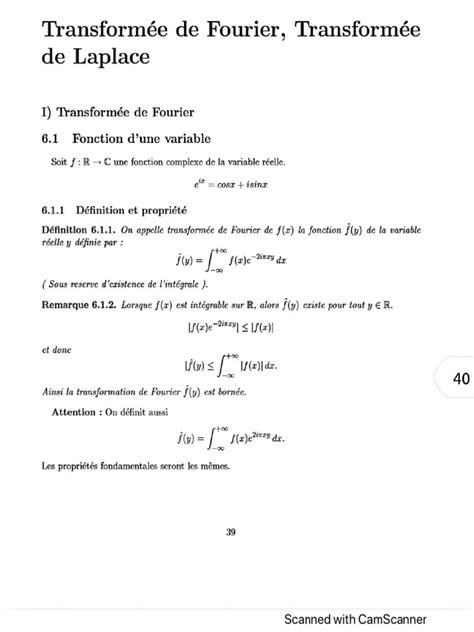 Transformée De Fourier Transformée De 2 Pdf