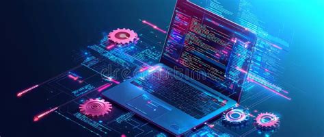 A Futuristic Laptop With Futuristic Code Displayed On The Screen