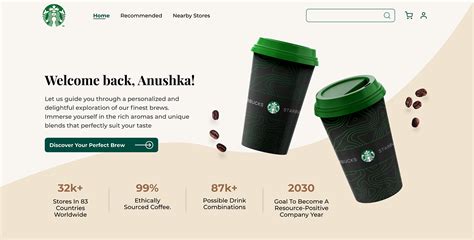 personalized starbucks landing page behance