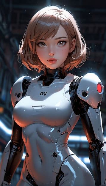 cyborg girl futuretech illustration premium ai generated image