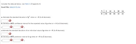 Solved Consider The Data Set Below Use Table 2 Of Appendix