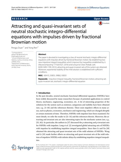 Pdf Attracting And Quasi Invariant Sets Of Neutral Stochastic Integro Differential Equations
