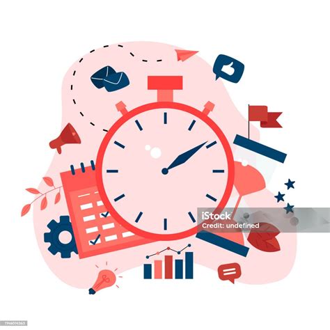 벡터 일러스트입니다 시계 달력 및 모래시계 시간 관리의 개념입니다 비즈니스 아이콘 개념에 대한 스톡 벡터 아트 및 기타 이미지 개념 경영자 계획 Istock