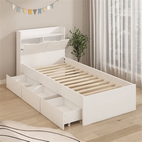 Twin Bed Storage Underneath Twin Sized Bed Frame White Bed Twin Bed