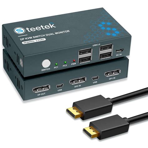 Buy Steetek 2 Port DP USB 2 0 KVM Switch 4K 60Hz KVM Switch Displayport 2 In 1 Out KVM Switch