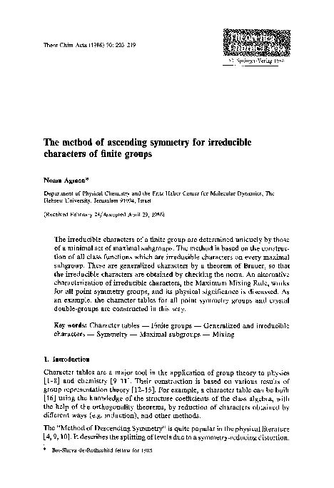 Pdf Ascending Symmetry In Finite Group Characters
