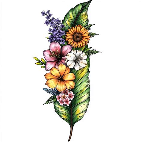 Floral Leaf Arrangement Premium Ai Generated Image