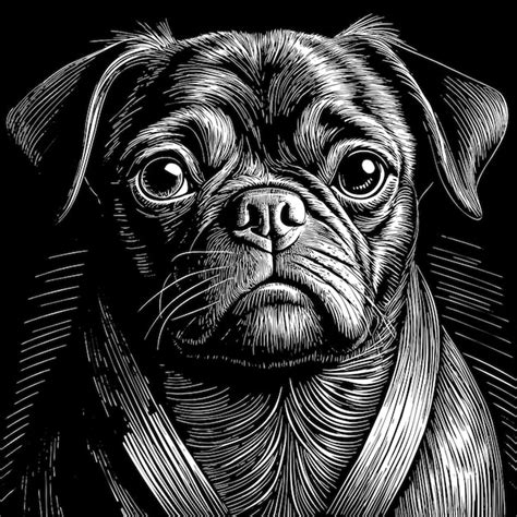 Pug Vector Illustration Engraving Premium Ai Generated Vector