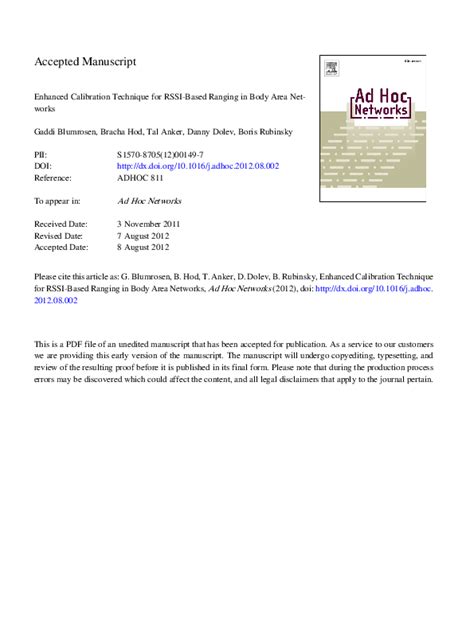 Pdf Enhanced Calibration Technique For Rssi Based Ranging In Body